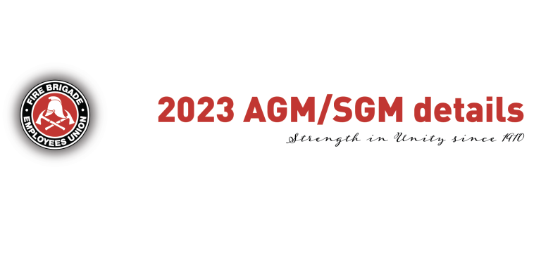 SGM/AGM schedule and Agendas - Fire Brigade Employees Union